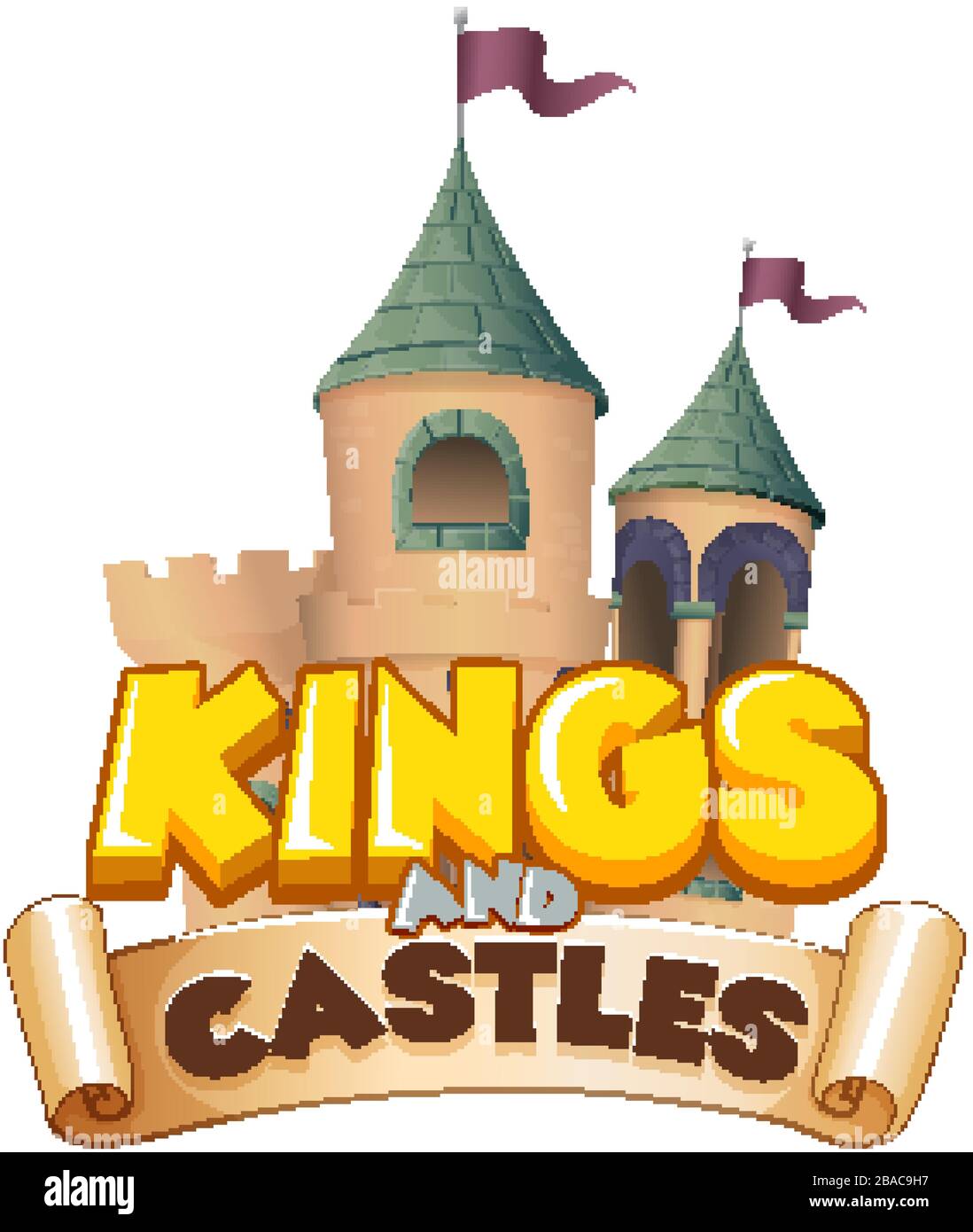 Font design for word kings and castles on white background illustration ...