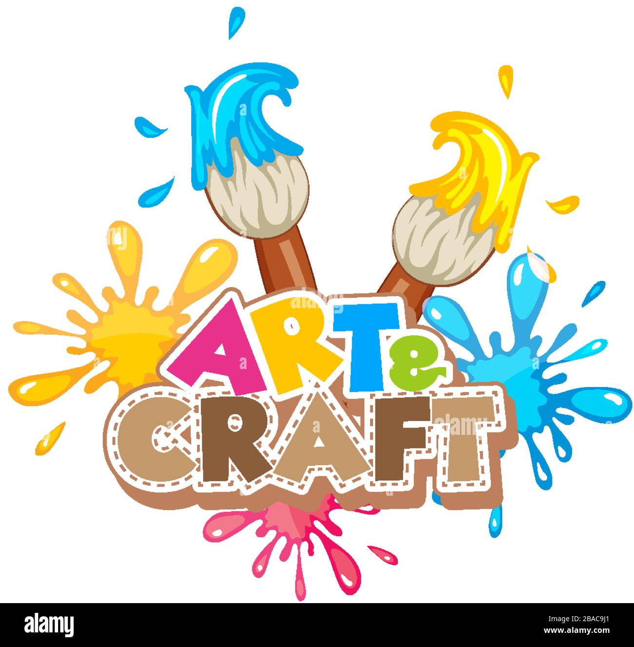Font design for word art and craft with paintbrushes illustration Stock ...