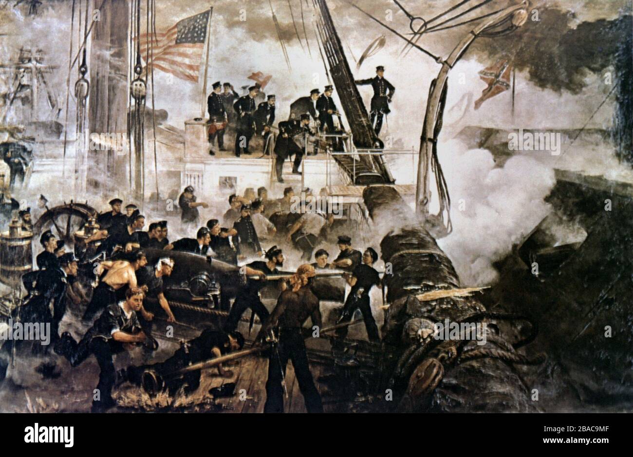 US Civil War. Battle of Mobile Bay, Aug. 5, 1864. Admiral Farragut's ...