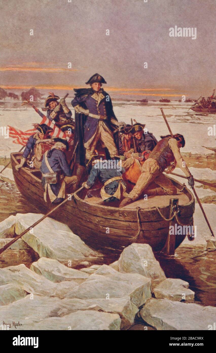 American Revolution. George Washington crossing the Delaware River on ...
