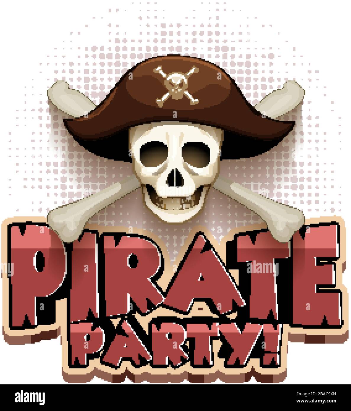 Font design for word pirate party with skull wearing hat illustration ...