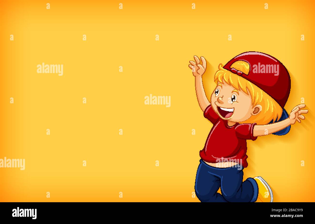 Background template design with happy boy illustration Stock Vector ...