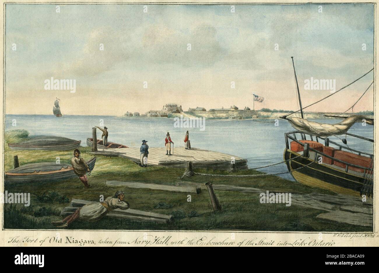Fort Niagara, depicted in a painting from Navy Hall, at the mouth of ...
