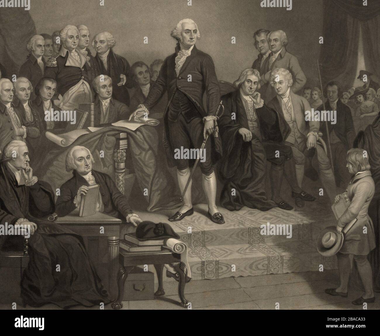 George Washington delivering his inaugural address to Congress, April ...