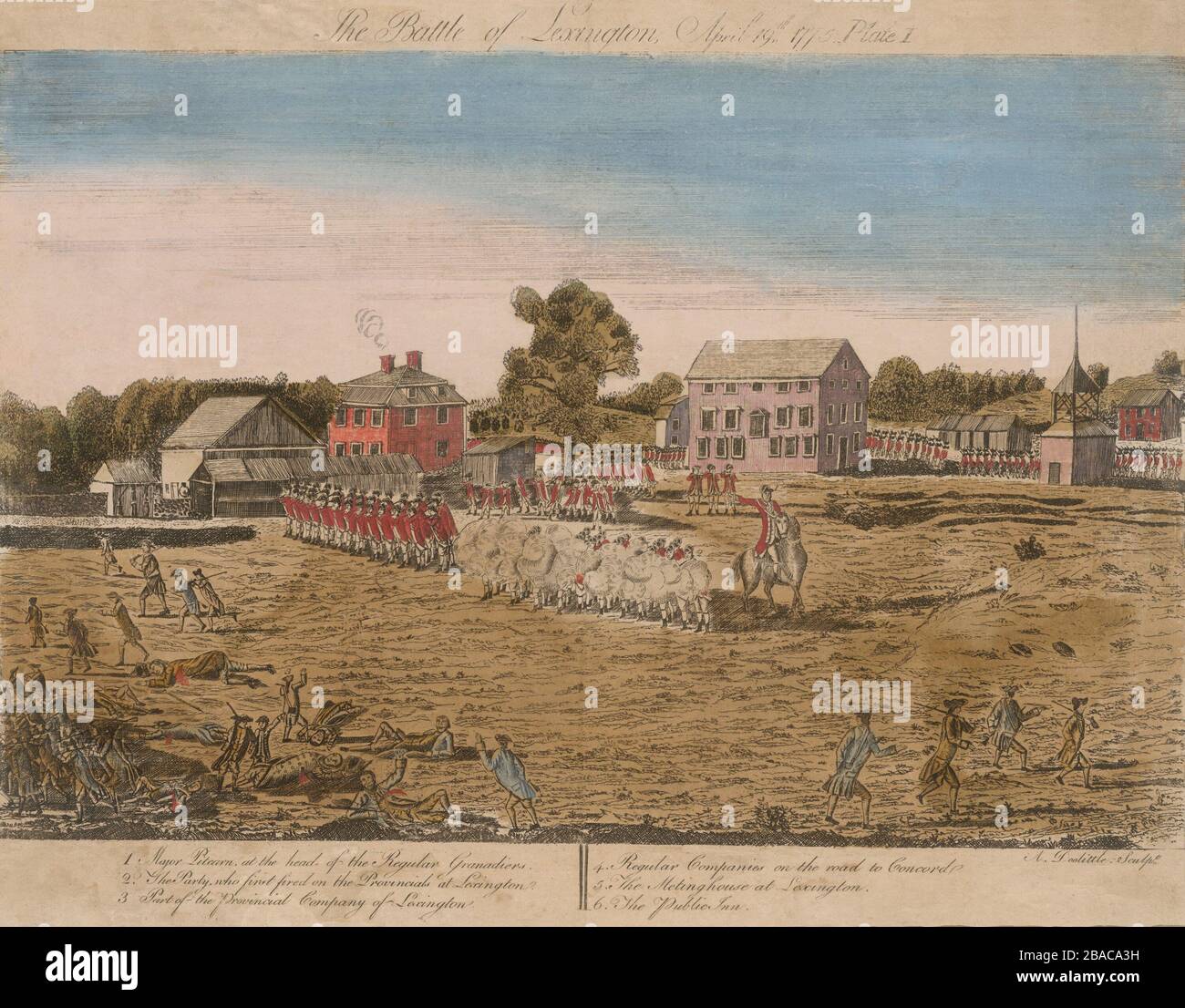 American Revolution, Battle of Lexington, April 19, 1775. British ...