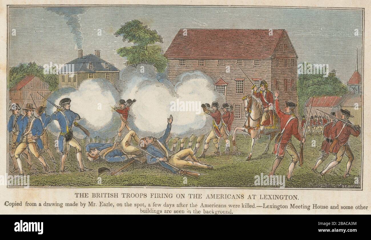 American Revolution, Battle of Lexington, April 19, 1775. British ...