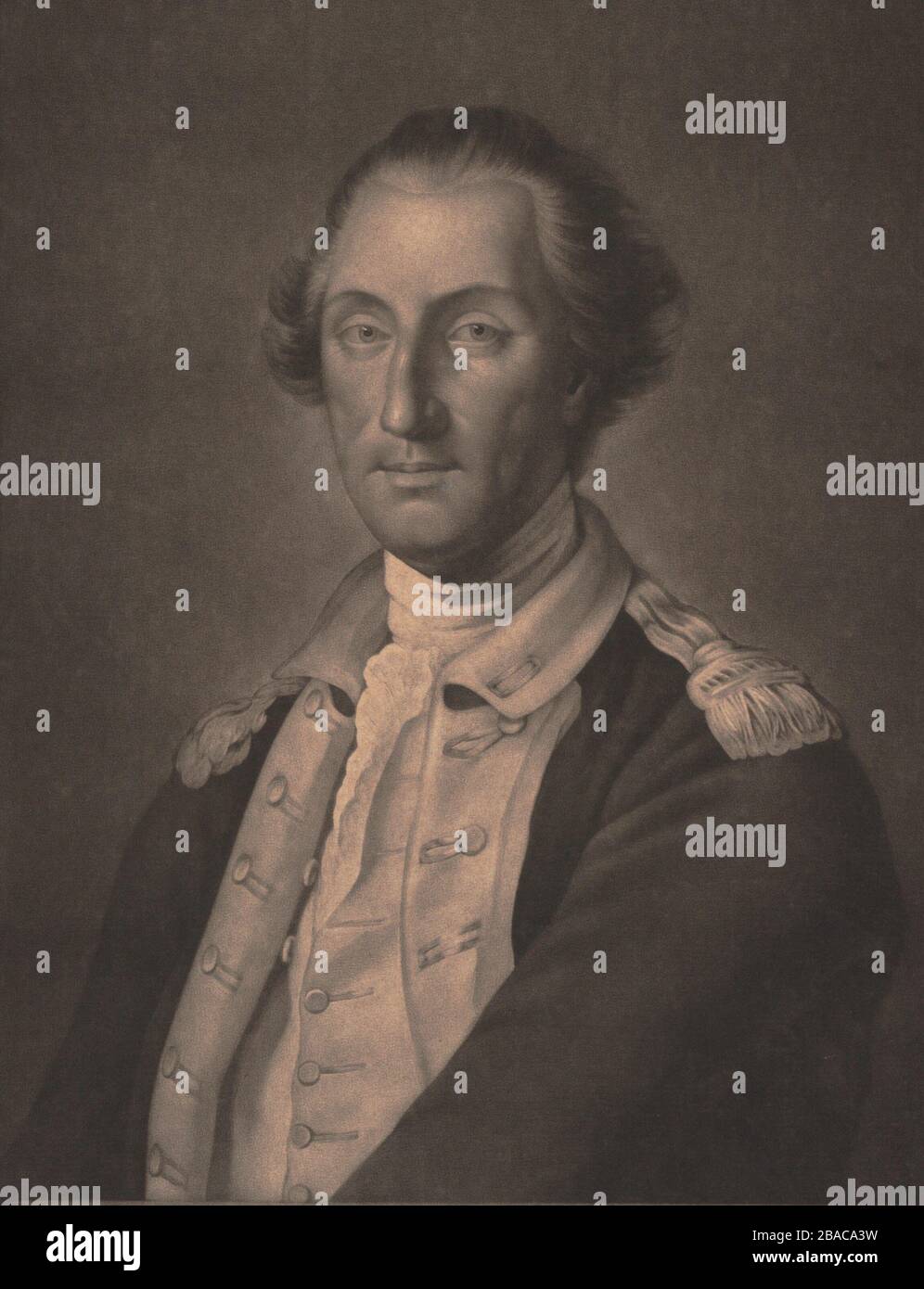 American Revolution. Mezzotint portrait of General George Washington ...