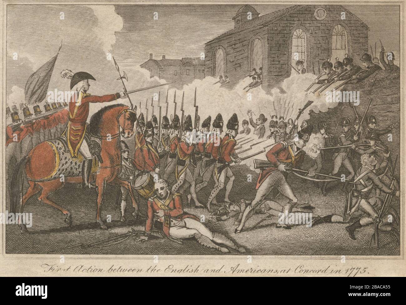 American Revolution, Battle of Concord, April 19, 1775. Combat between ...
