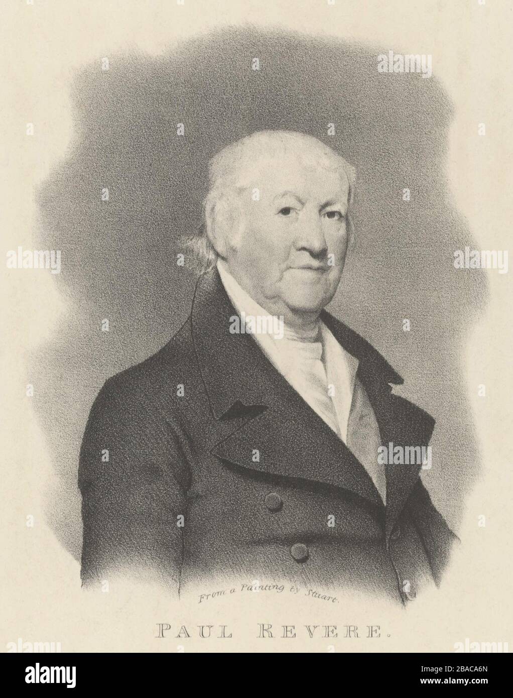 Paul Revere, Boston silversmith, in portrait print made after a ...