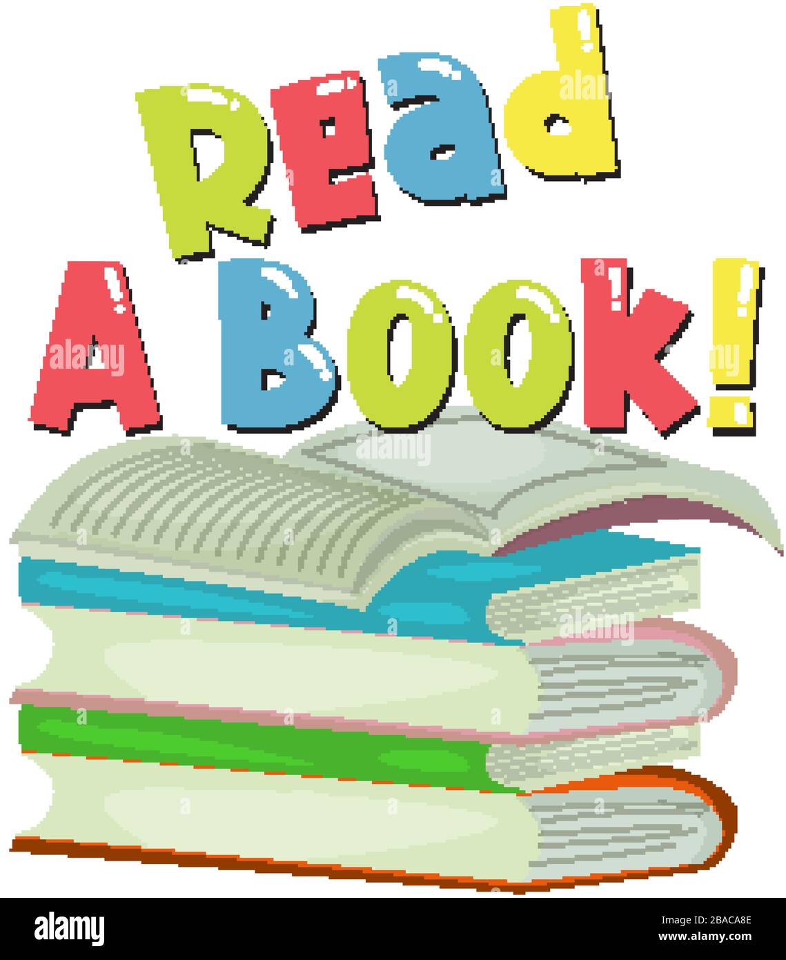 Font design for word read a book with stack of books illustration Stock ...