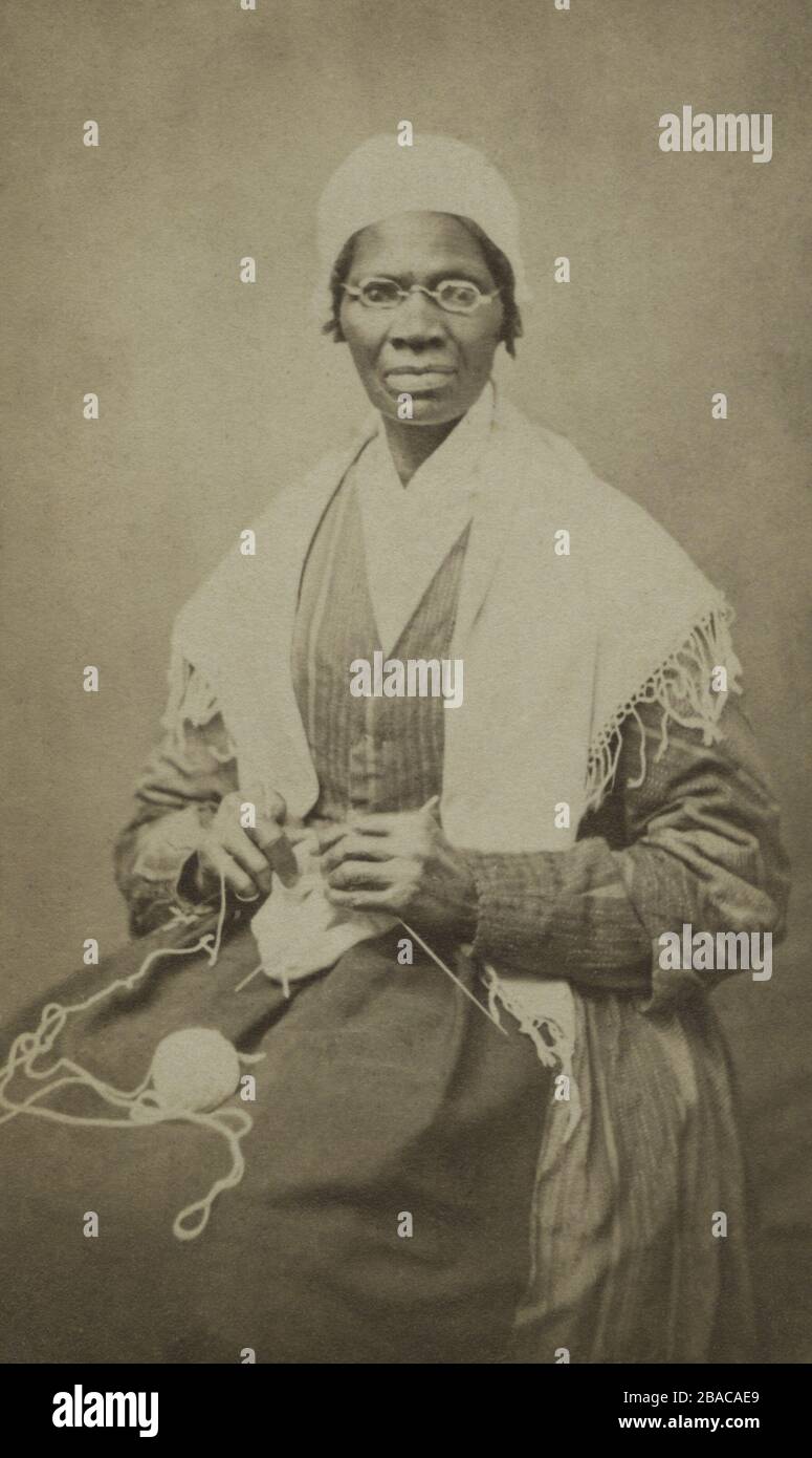Abolitionist Sojourner Truth, sits with yarn and knitting needles, 1864 ...