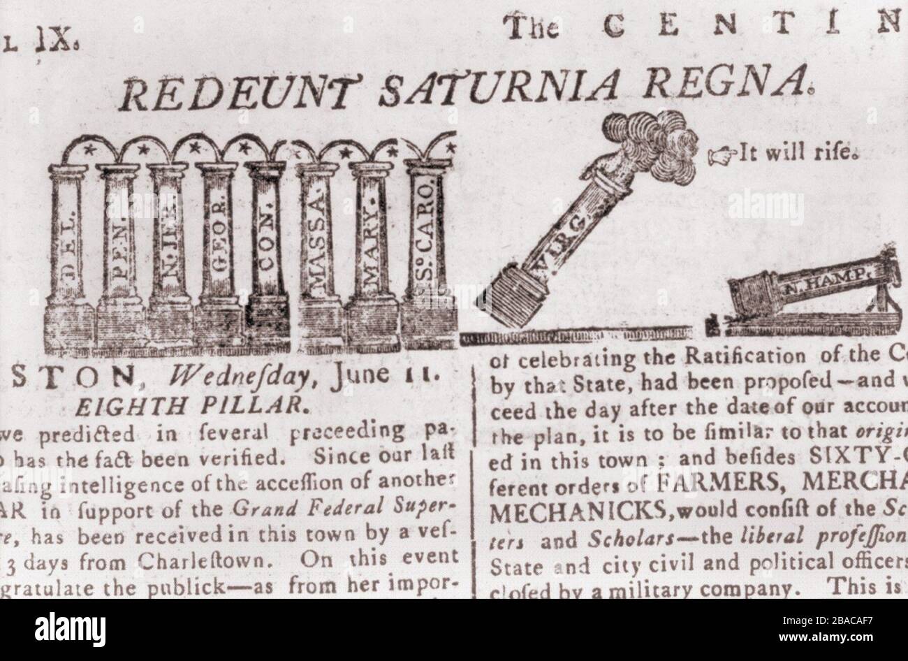 2 The Federal Pillars, a political cartoon from the 'Massachusetts ...