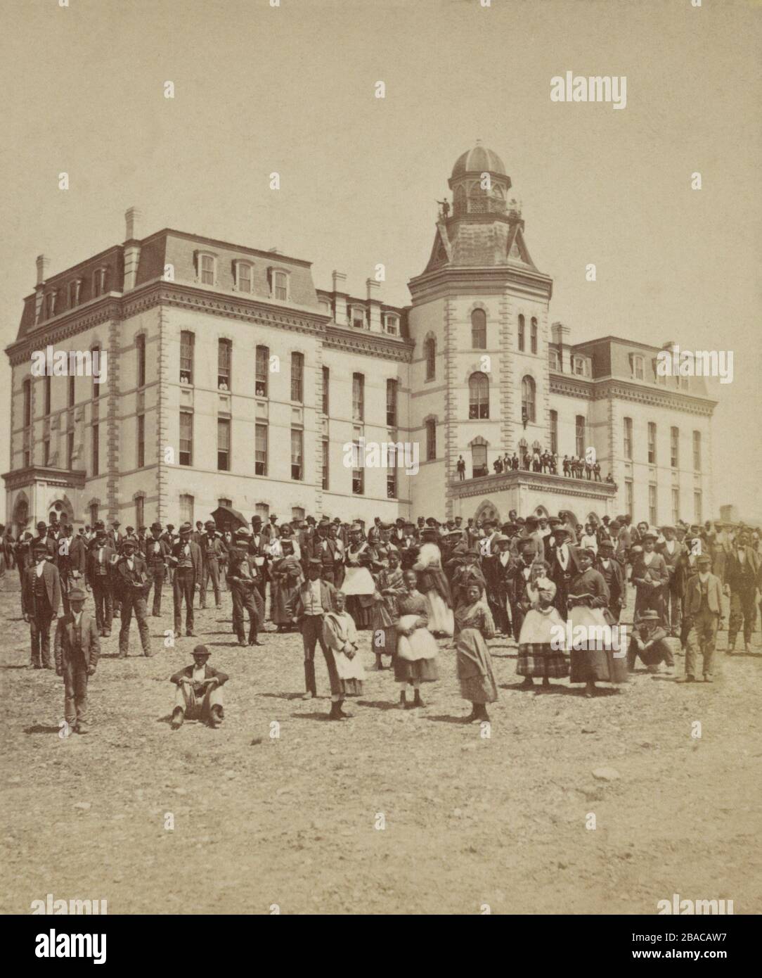 Crowd of African American students on the lawn of Howard University ...