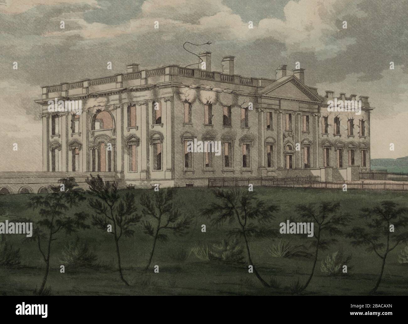 War of 1812. The Burning of Washington, DC, August, 24, 1814. View of ...