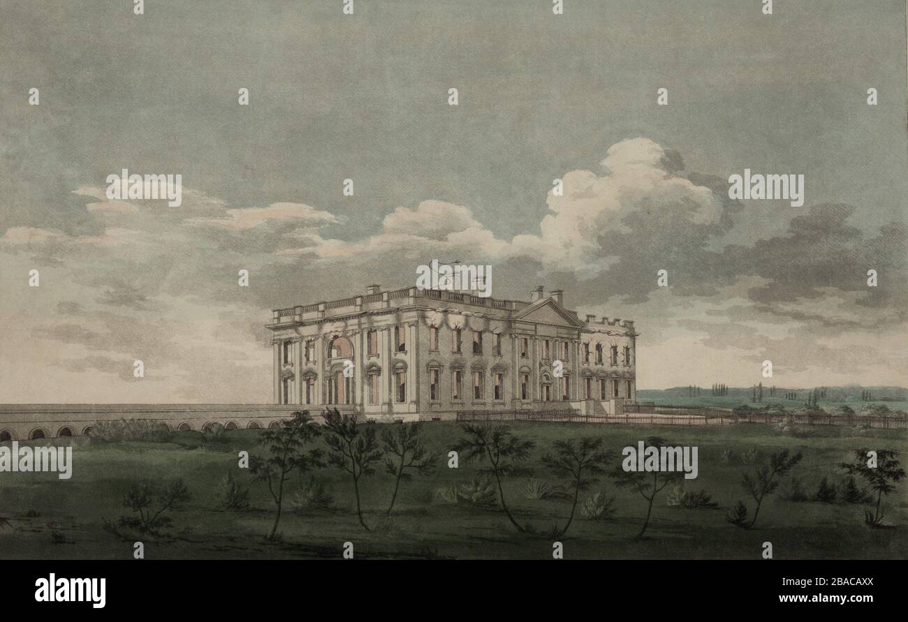 War of 1812. The Burning of Washington, DC, August, 24, 1814. View of ...