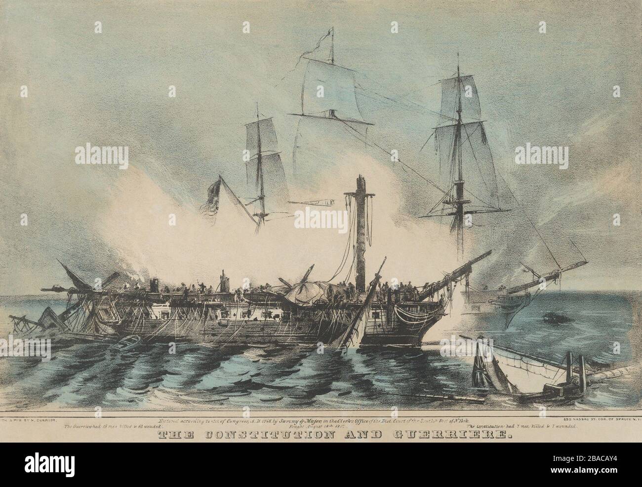 War 1812. USS Constitution's naval battle with HMS Guerriere ended with ...