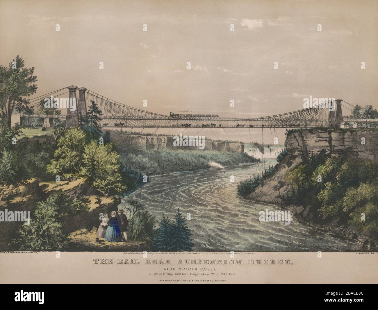 The Niagara Falls Suspension Bridge completed by John Roebling in 1855 ...