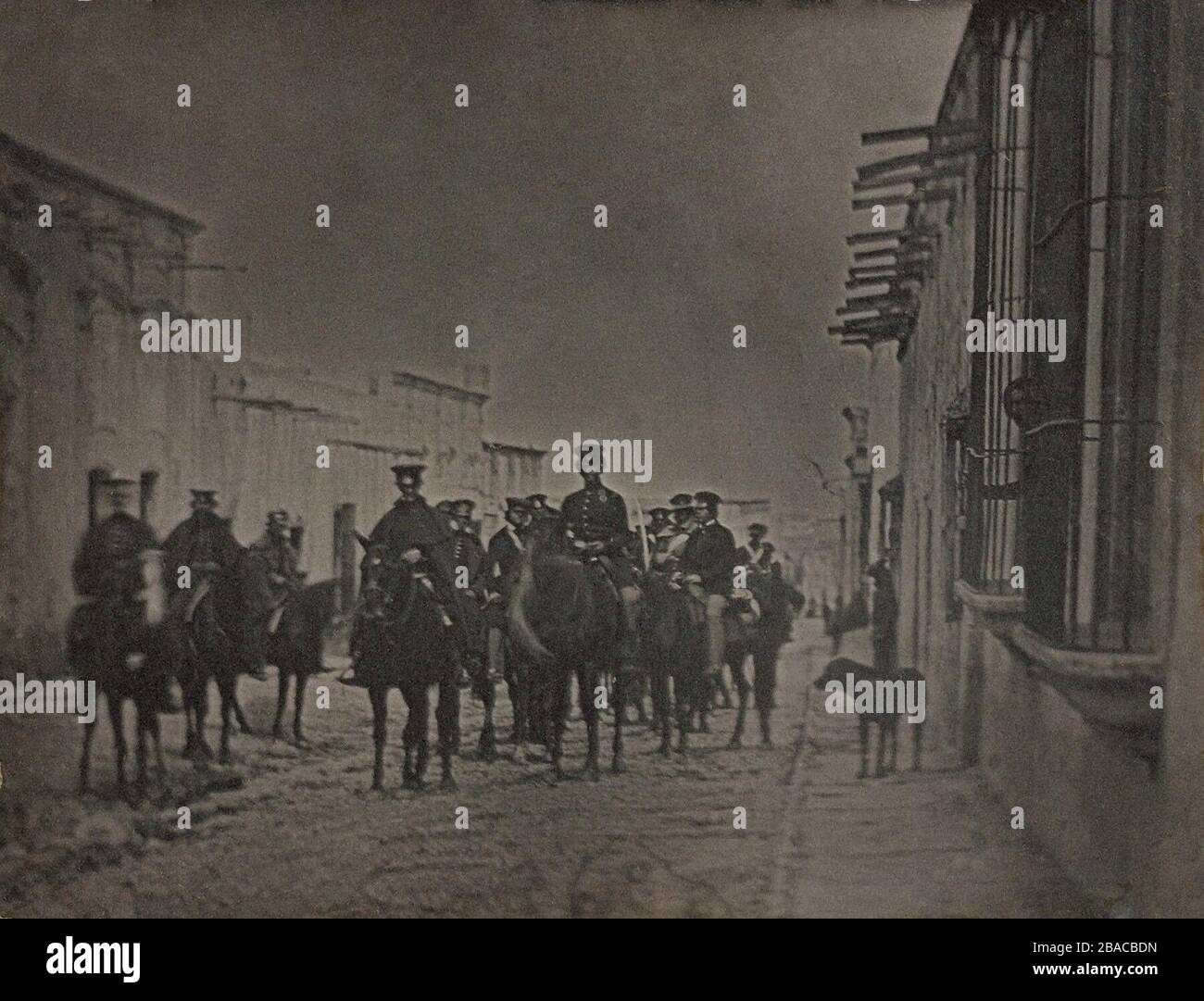 American Brigadier General John E. Wool and his staff in Saltillo ...