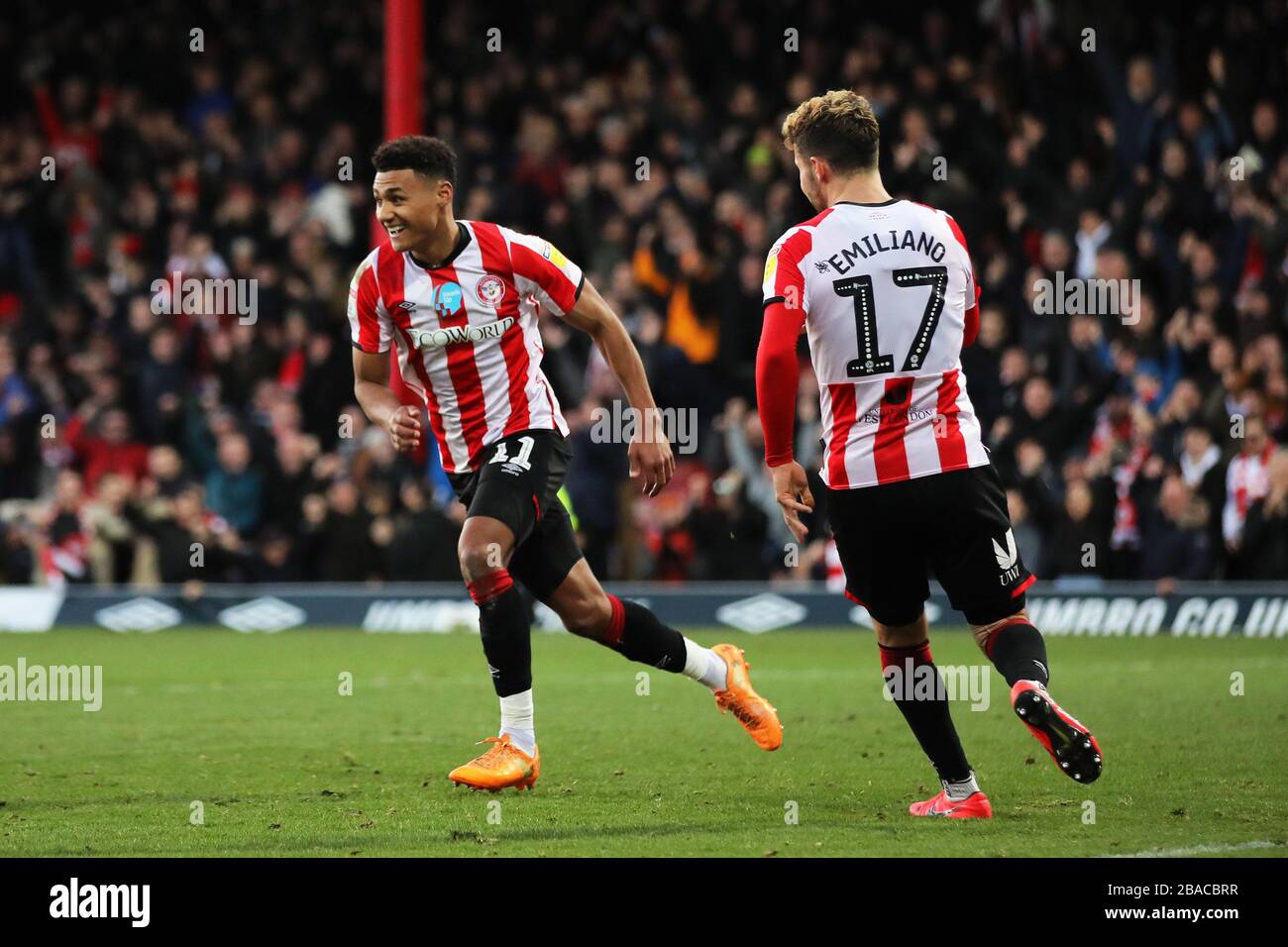 Brentford's Ollie Watkins celebrates scoring his side’s third goal ...