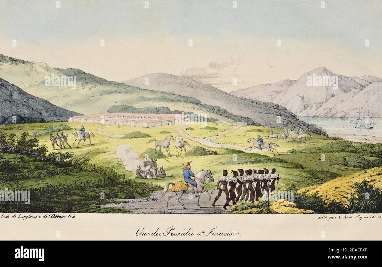VIEW OF THE PRESIDIO OF SAN FRANCISCO, c. 1815-18, lithograph after ...
