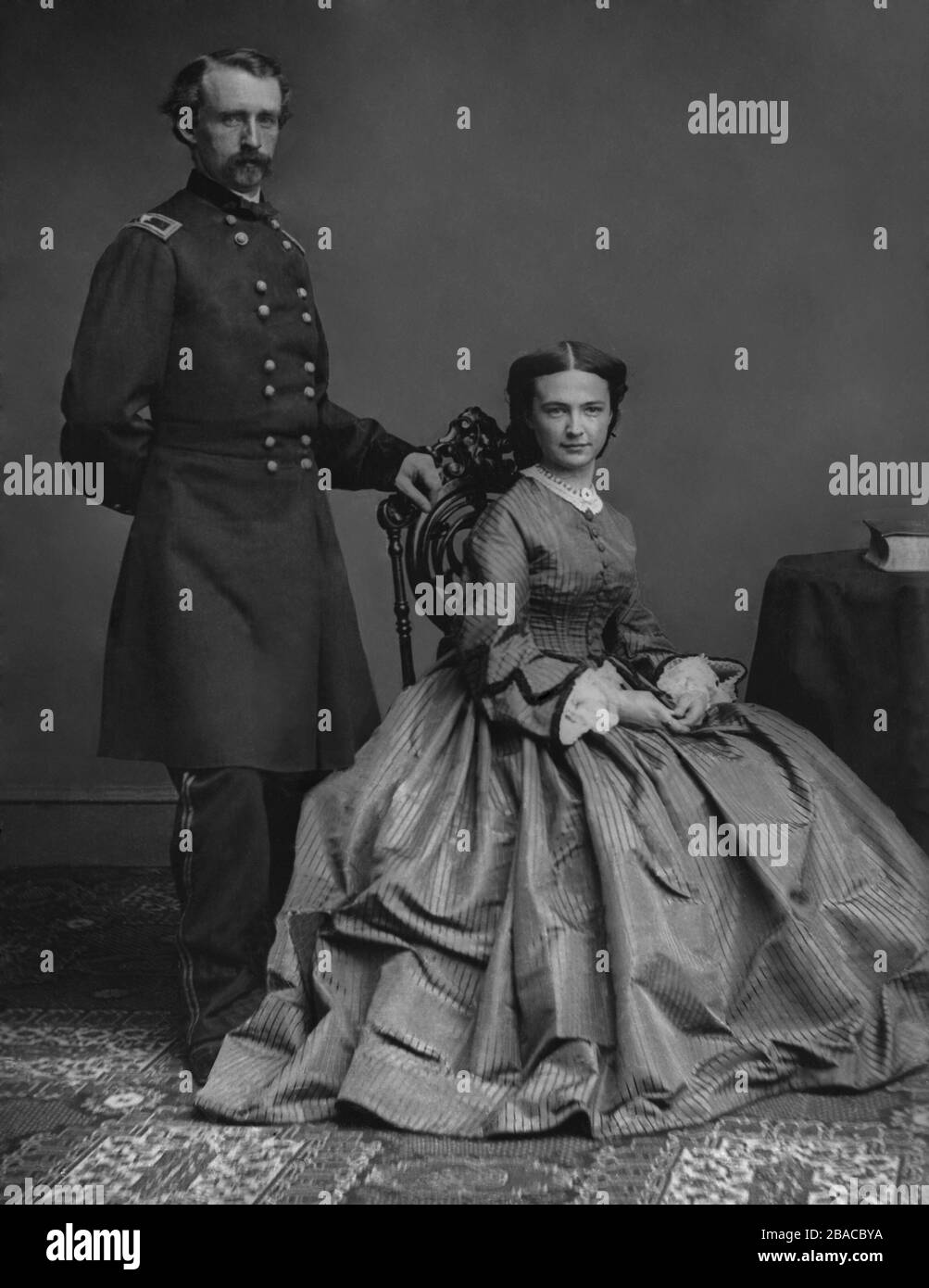 Brevet Brigadier General George Armstrong Custer and his wife, the ...