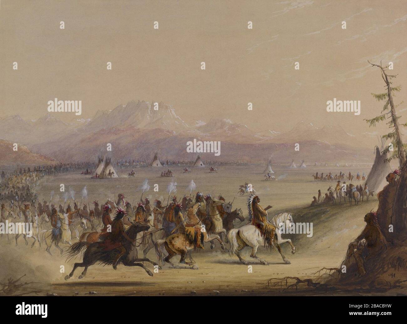 CAVALCADE, 1858-1860, by Alfred Jacob Miller, painting, watercolor on ...