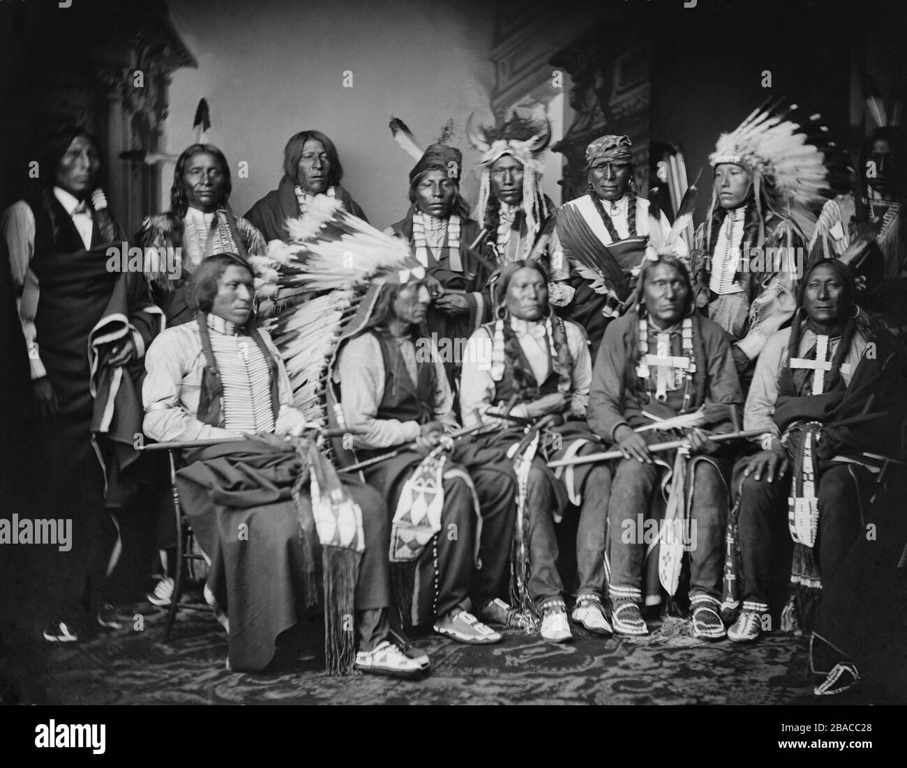 Dakota Indian (Sioux) delegates wear elaborate traditional costume, in ...