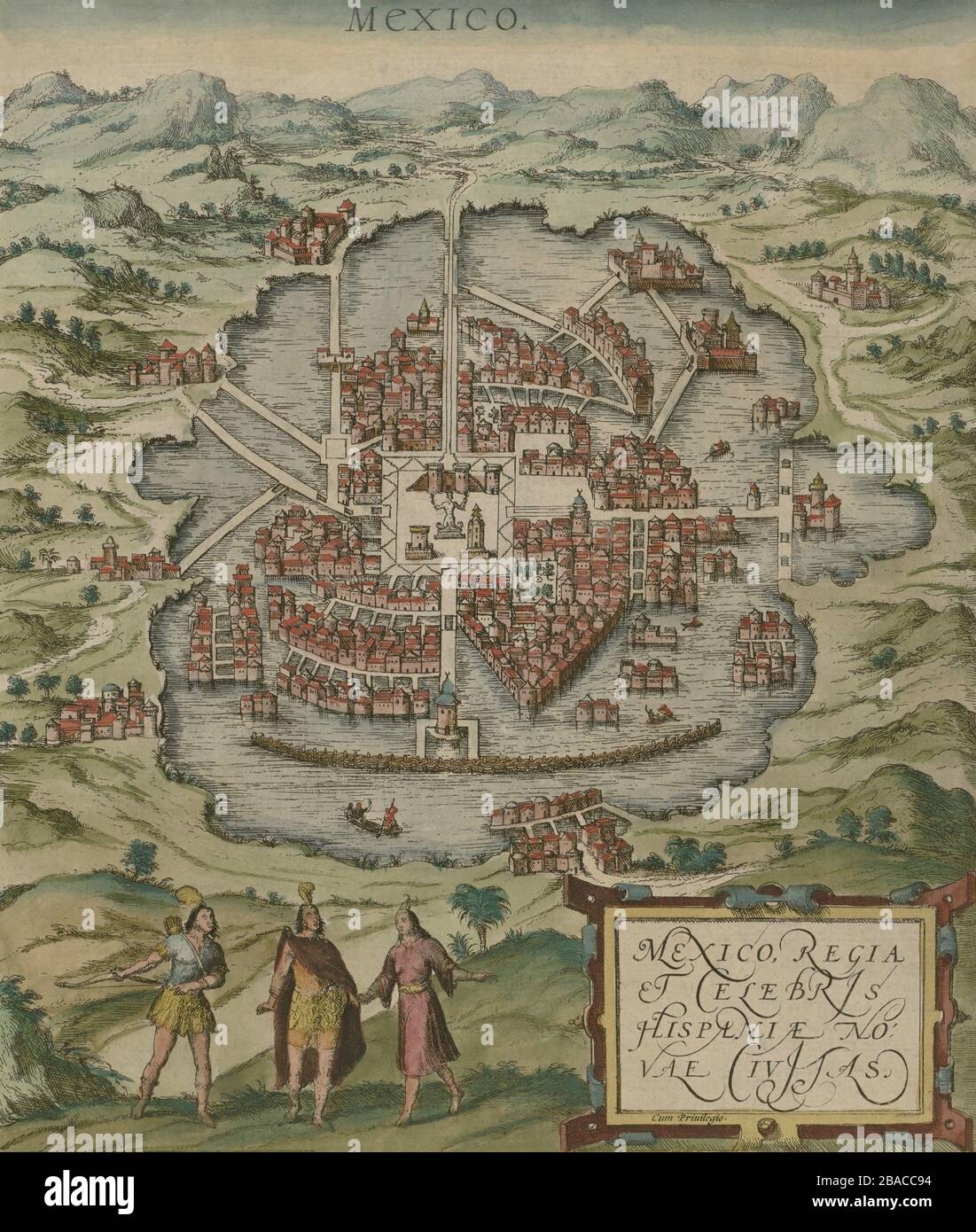 Depiction of Tenochtitlan, Mexico, the capital city of the Aztec Empire ...