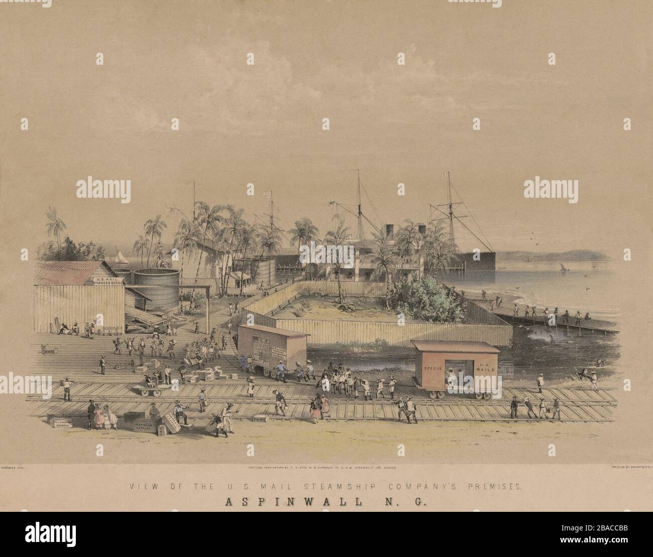 US Mail Steamship Company's facilities at the town of Aspinwall, Panama ...