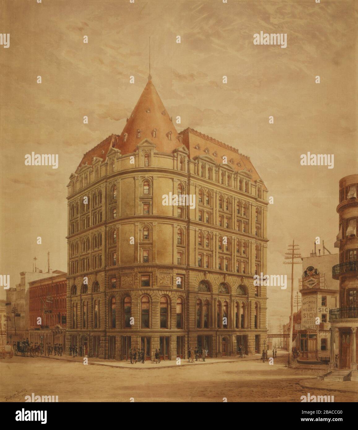 Cotton Exchange Building and Delmonico's restaurant (far right), on ...