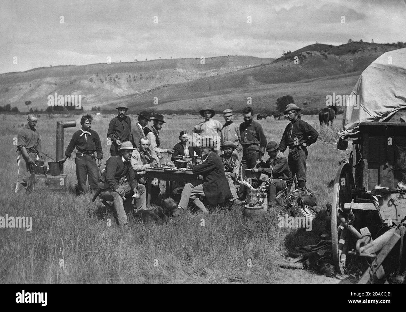Noon meal in Ferdinand Hayden's camp of the US Geological Survey ...