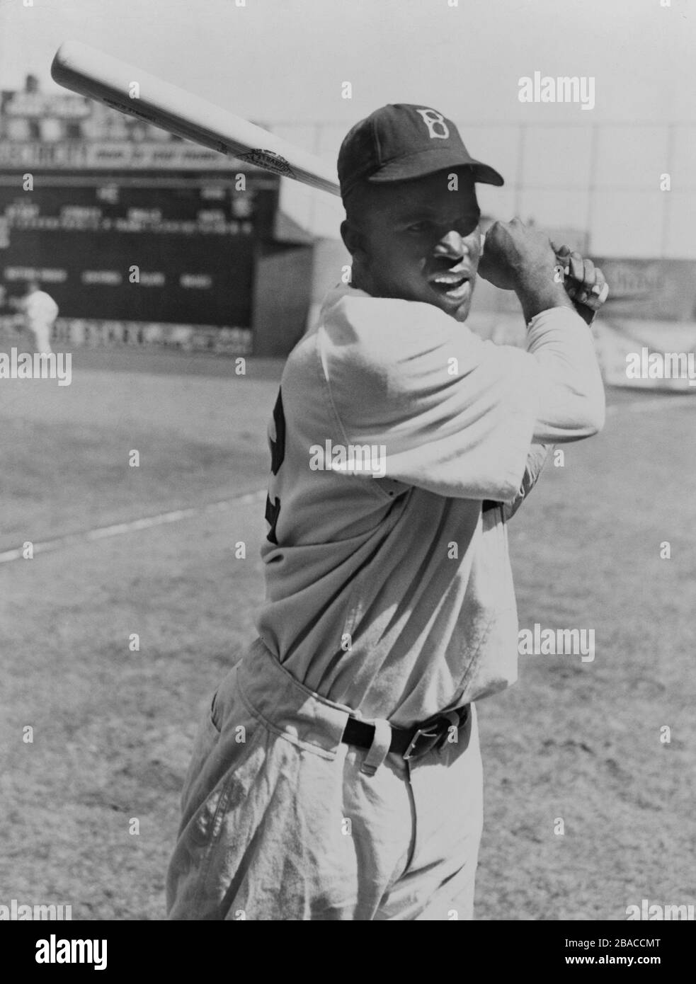New Brooklyn Dodgers' first baseman, Jackie Robinson at batting ...