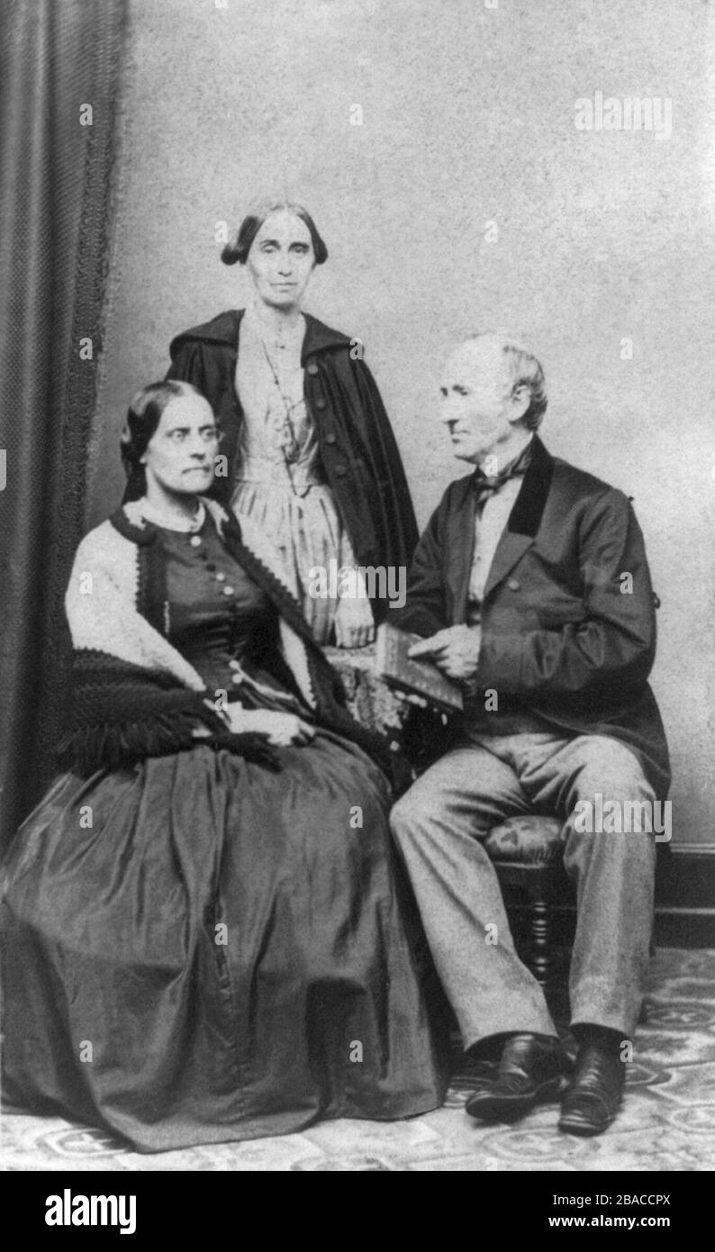 Wendell Phillips, seated, with Susan B. Anthony and Martha Coffin ...