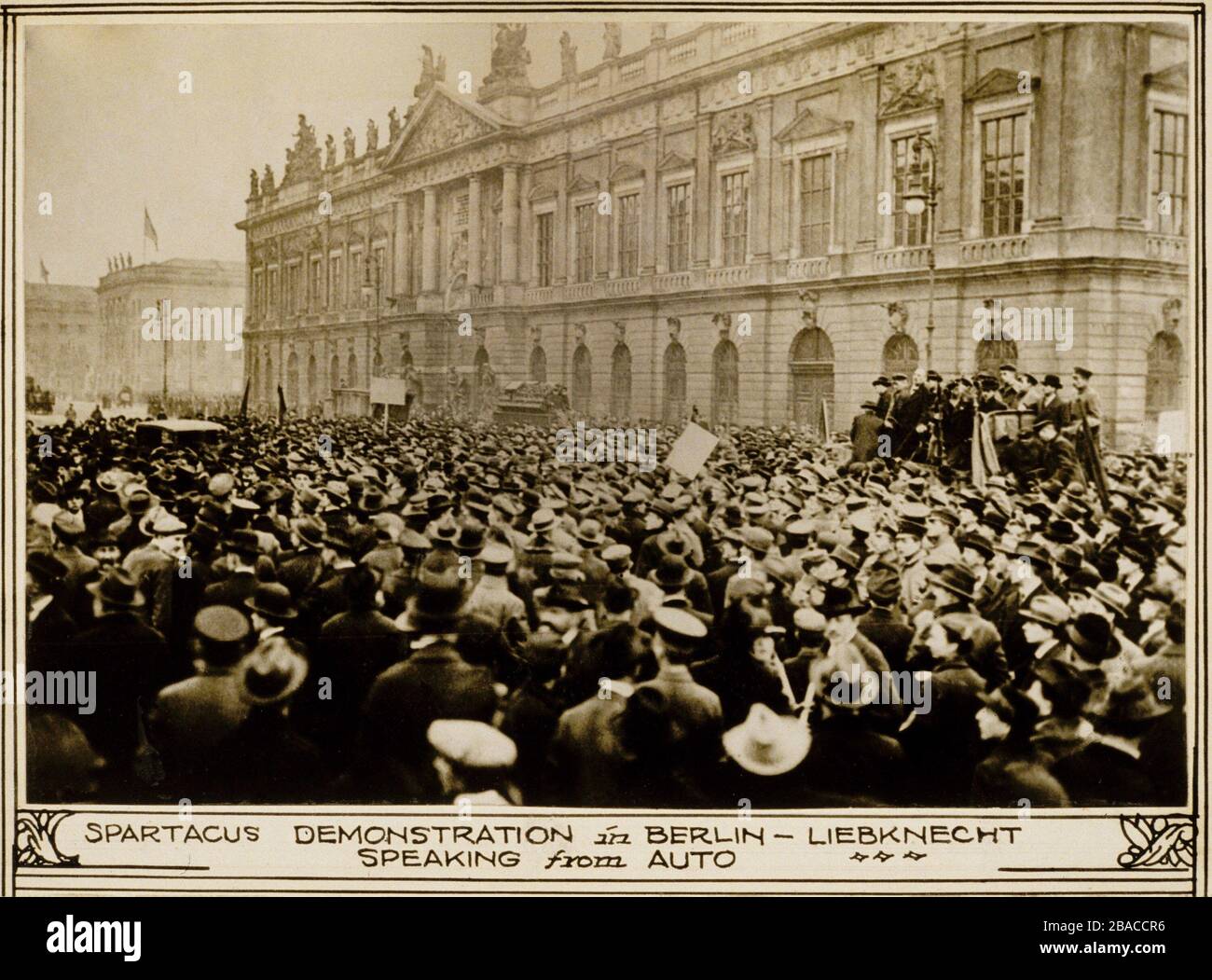 Spartacus League demonstration in Berlin in 1918. At right, leader Karl ...