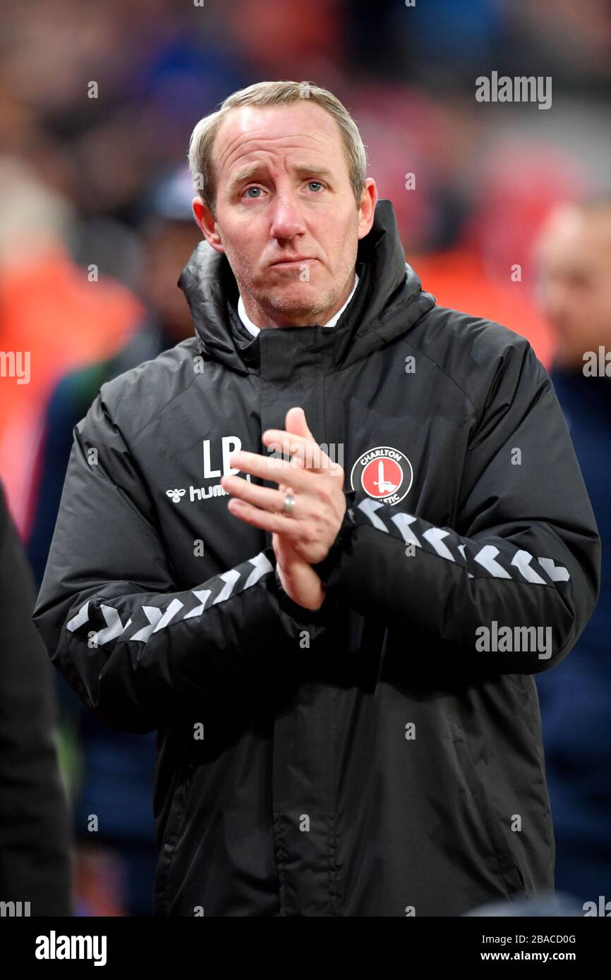 Charlton Athletic manager Lee Bowyer reacts after the final whistle ...