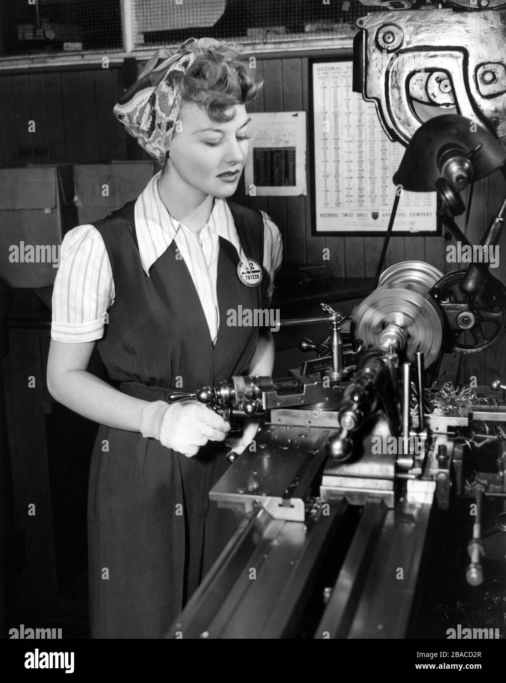 Factory worker operating lathe (OV2019 81) (OV2019 81 Stock Photo - Alamy