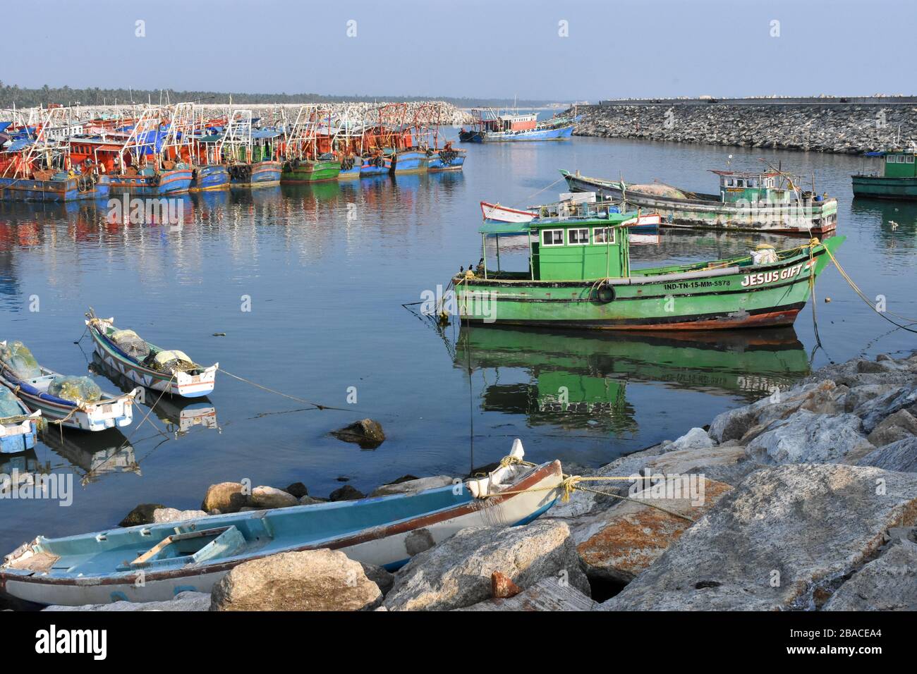 Colachel fishing harbour Stock Photo - Alamy