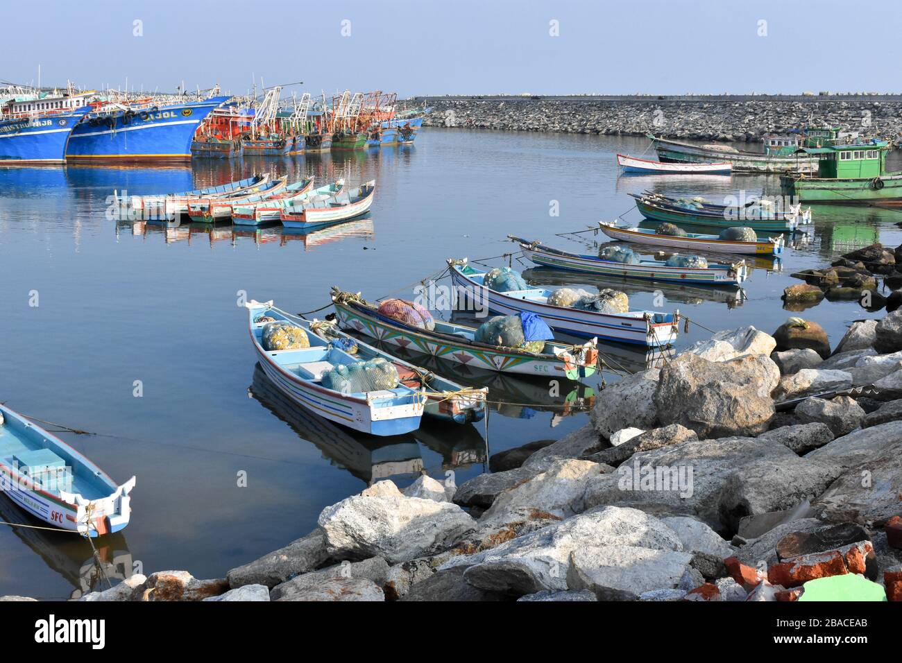 Colachel fishing harbour Stock Photo - Alamy