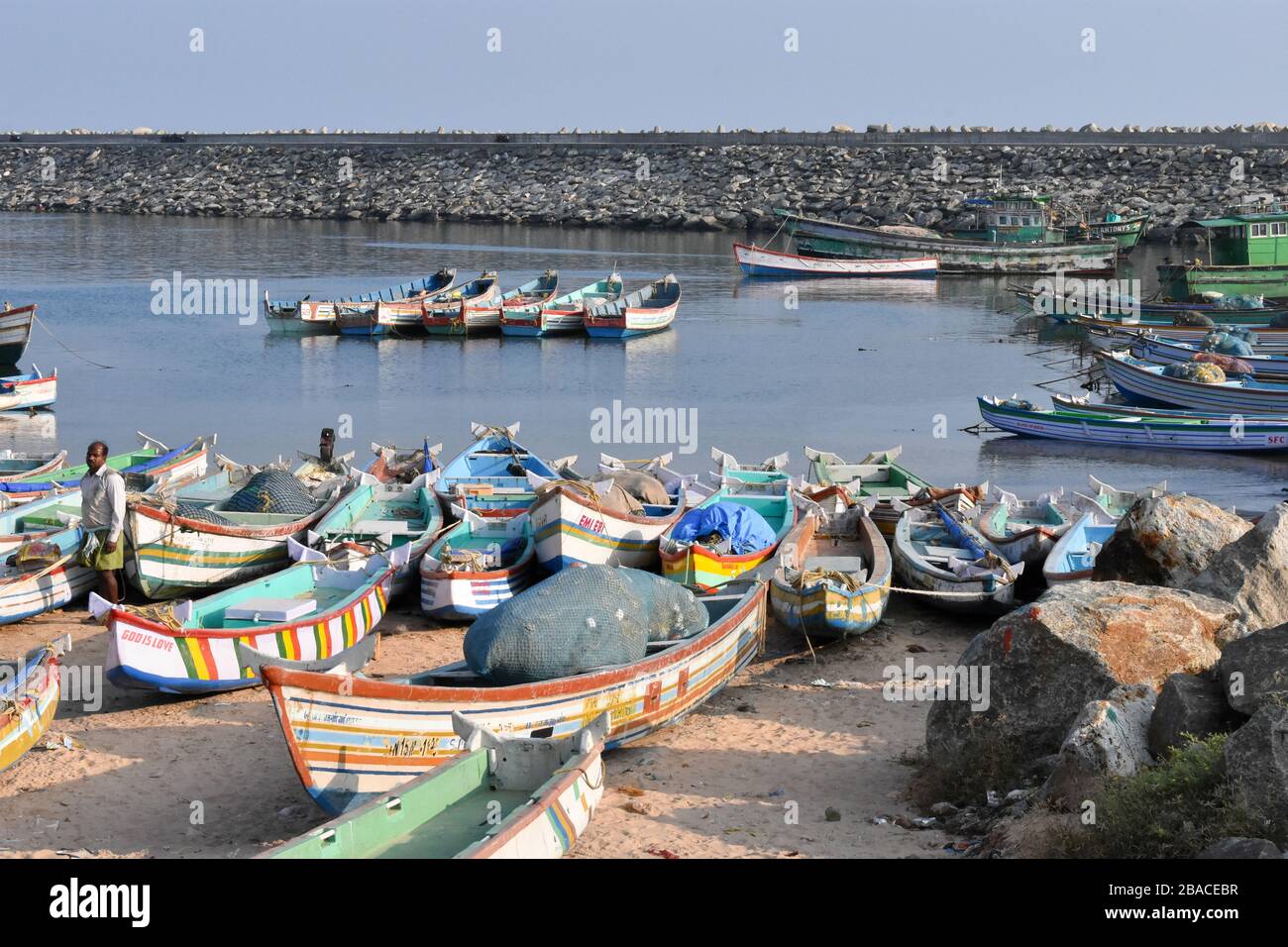 Colachel fishing harbour Stock Photo - Alamy