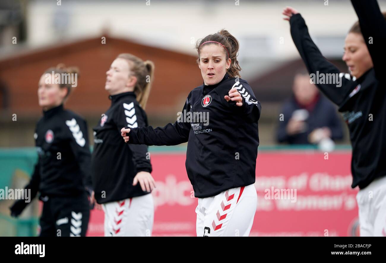 Charlton Athletic's Grace Coombs warms up before the game Stock Photo ...