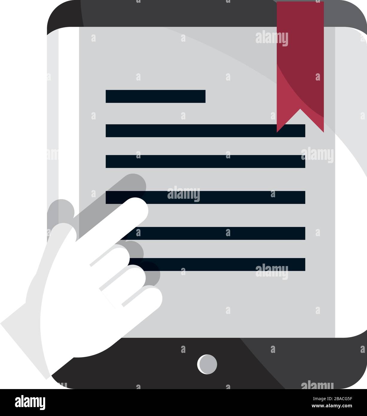 mobile hand click document screen online education vector illustration ...