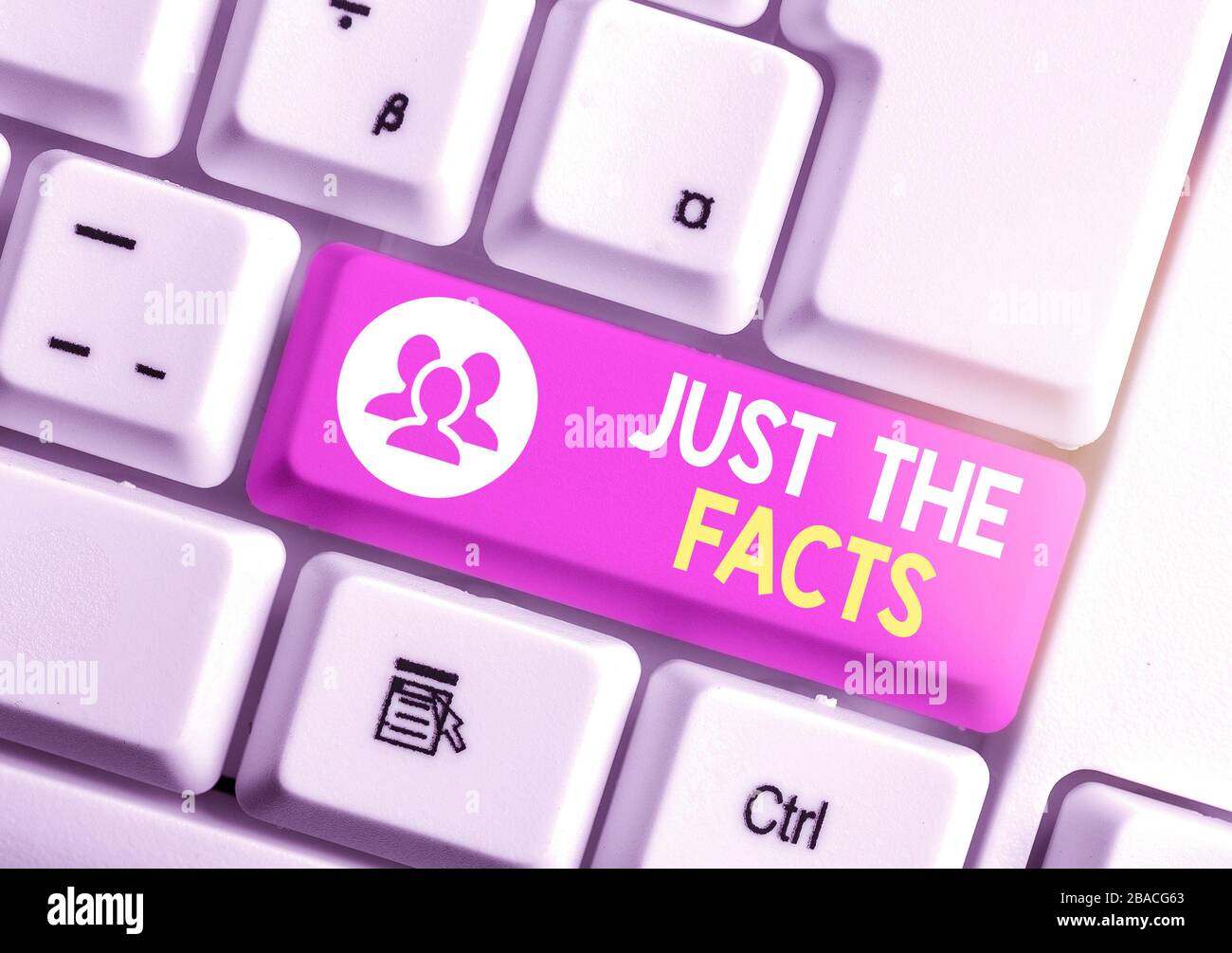 Writing note showing Just The Facts. Business concept for to have the ...