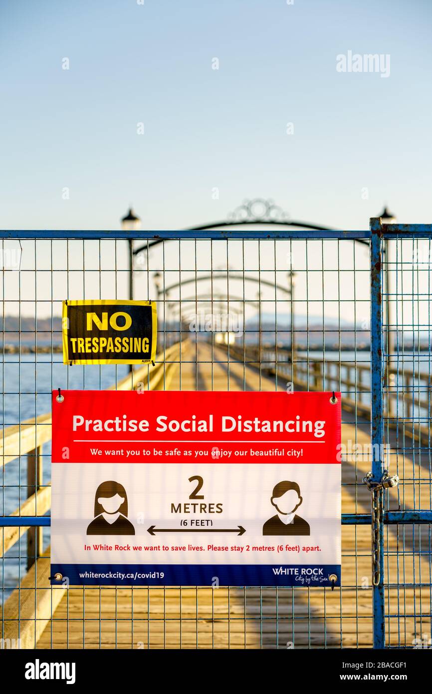 White Rock, Canada - March 25, 2020: Pier closed to general public ...