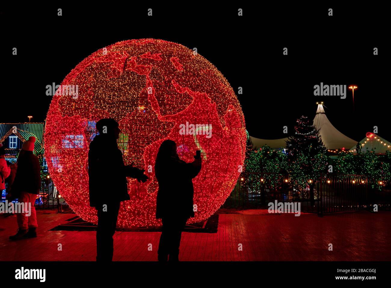 illuminated structure of the world globe at Illumi Cavalia festival ... illuminated structure of the world globe at Illumi Cavalia festival ...