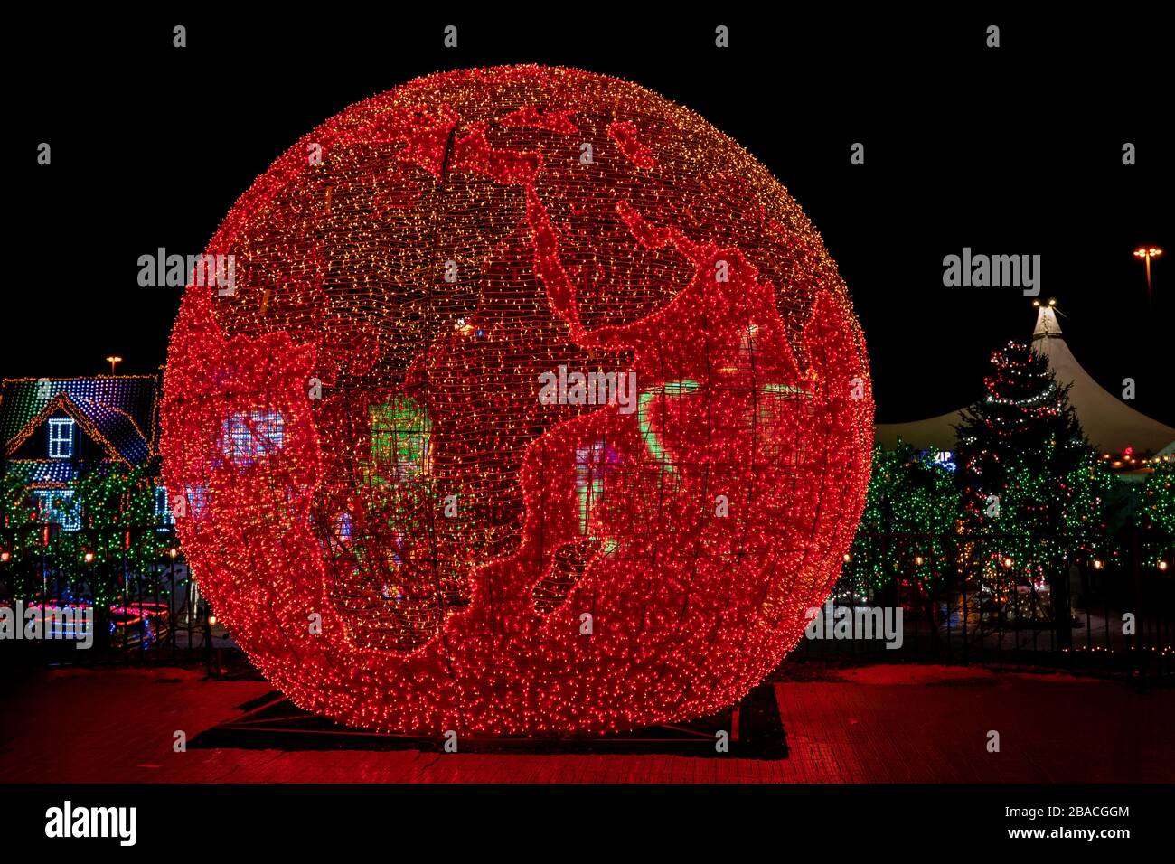 illuminated structure of the world globe at Illumi Cavalia festival ... illuminated structure of the world globe at Illumi Cavalia festival ...