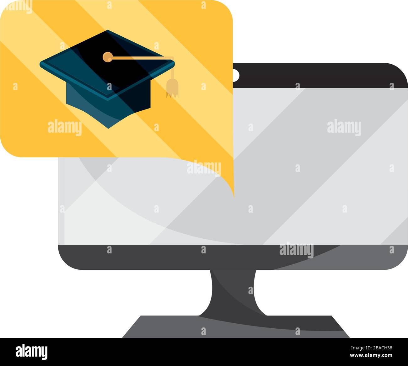 computer graduation hat technology online education vector illustration ...