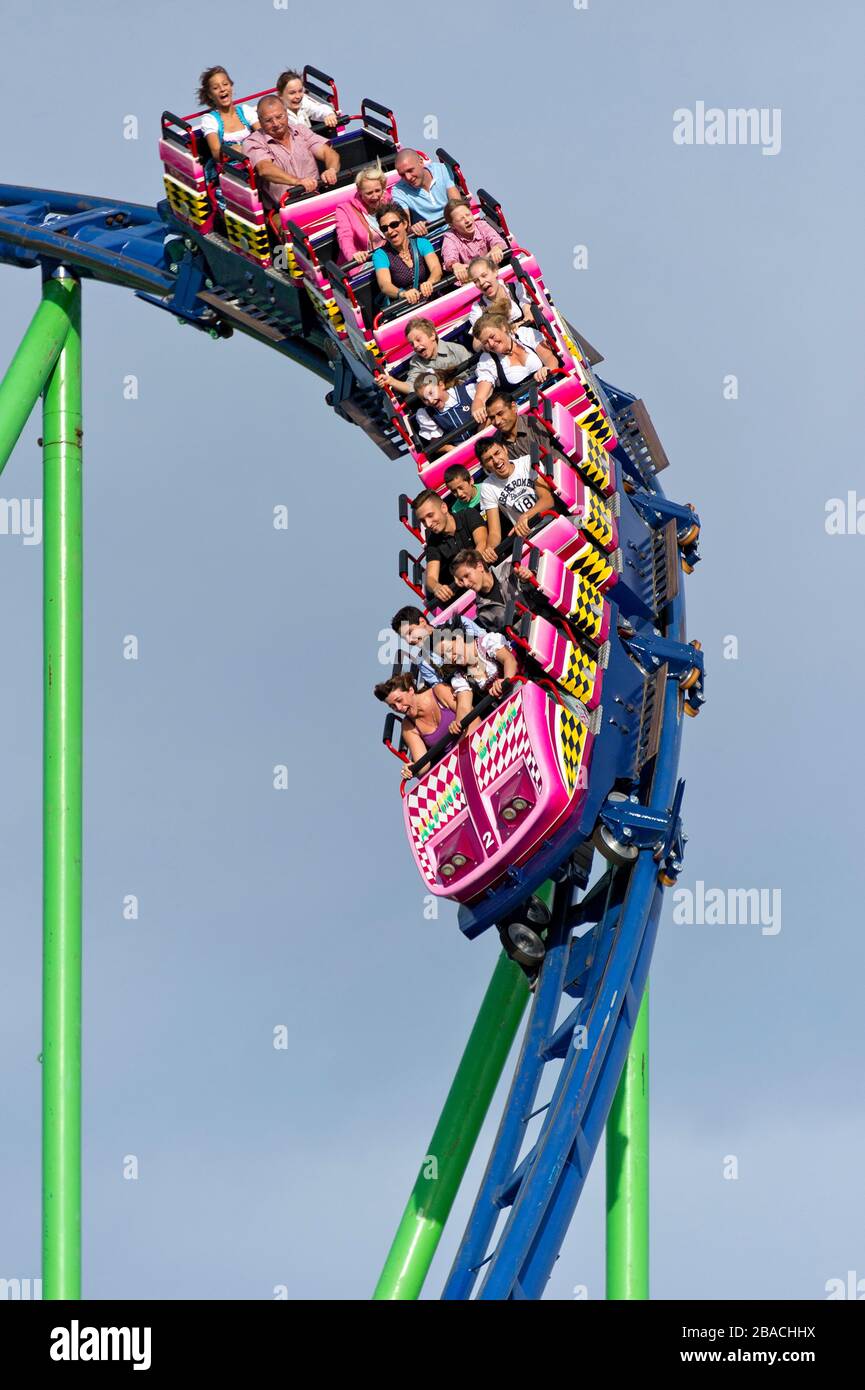 Roller coaster Alpina Bahn, ride on the Wies'n, Oktoberfest, Munich ...