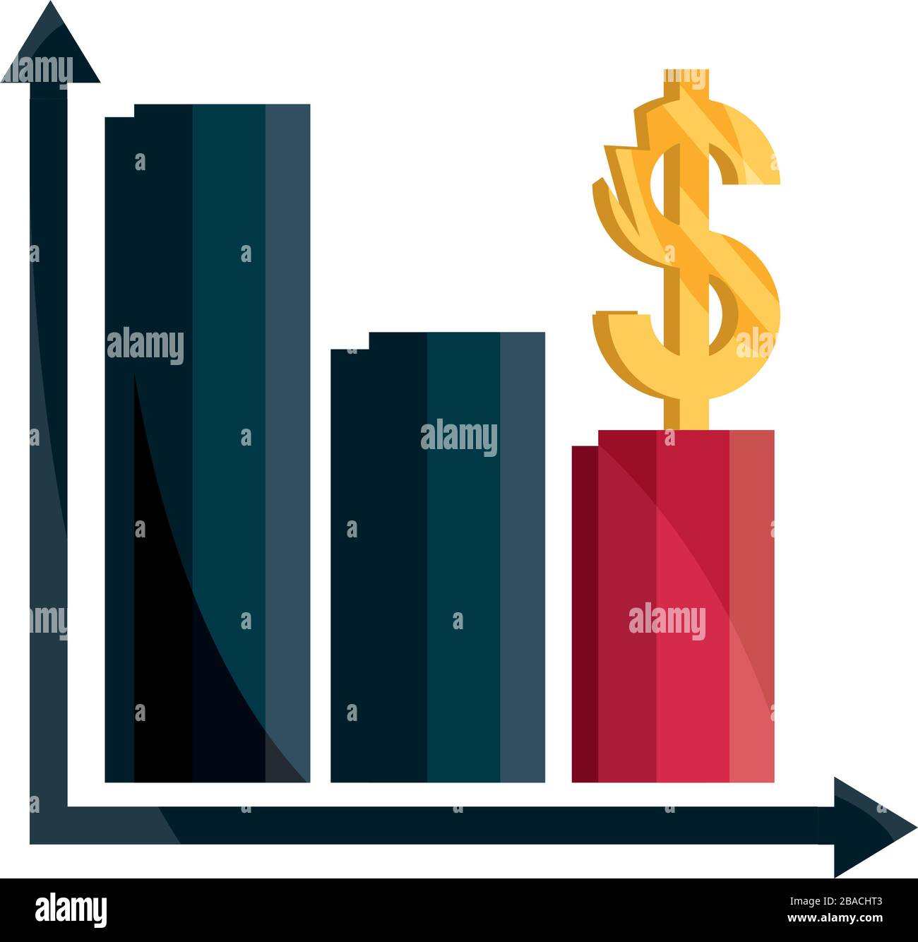 diagram bars decrease money business stock market crash vector illustration isolated icon Stock ...