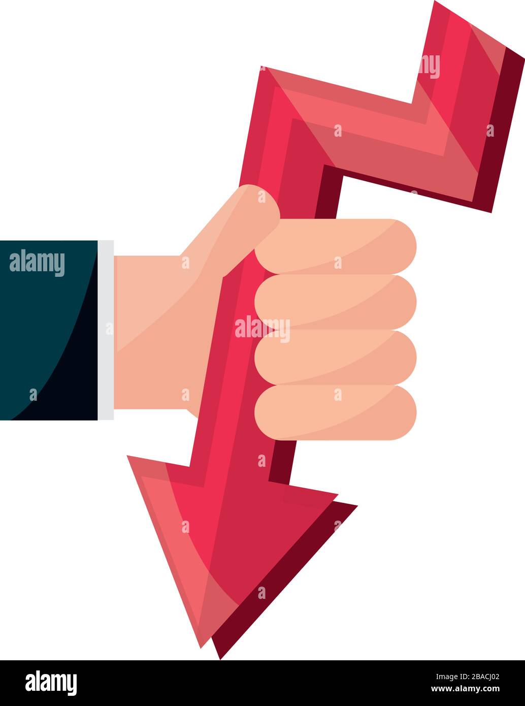 hand with arrow down crisis stock market crash vector illustration ...
