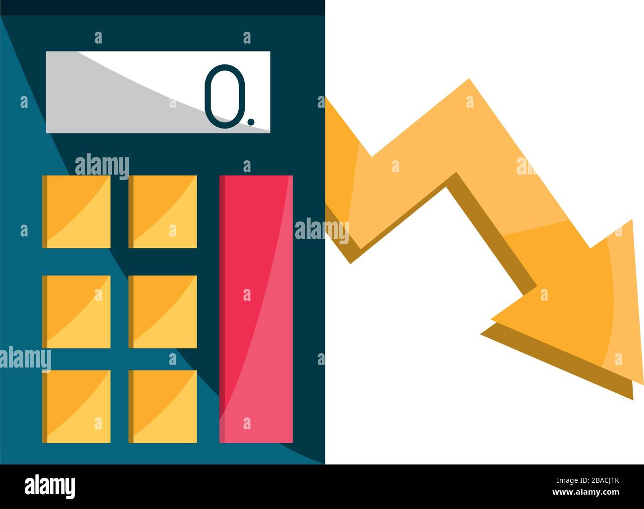 financial calculator downwards arrow stock market crash vector ...